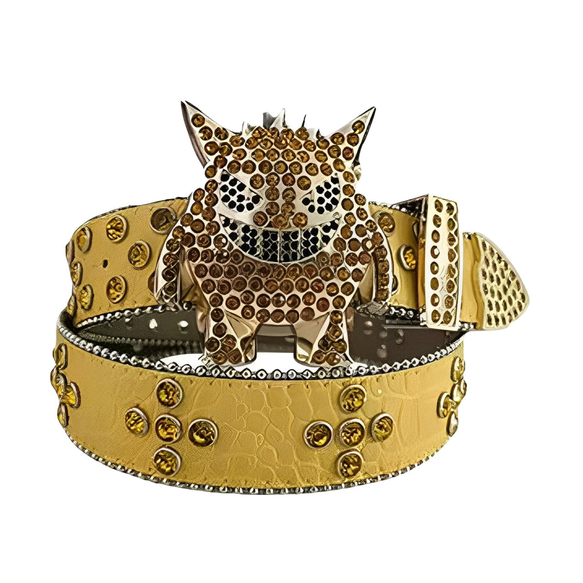 Yellow Rhinestone Belt with Crystal Embellished Monster Buckle ...