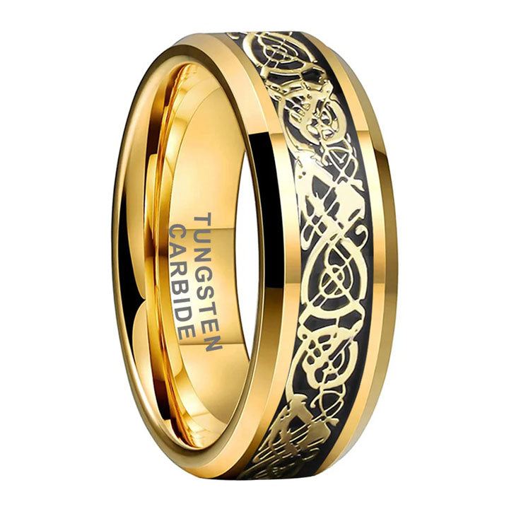 8mm Gold Tungsten Carbide Ring with Celtic Knot Inlay – Rhinestone Belt ...