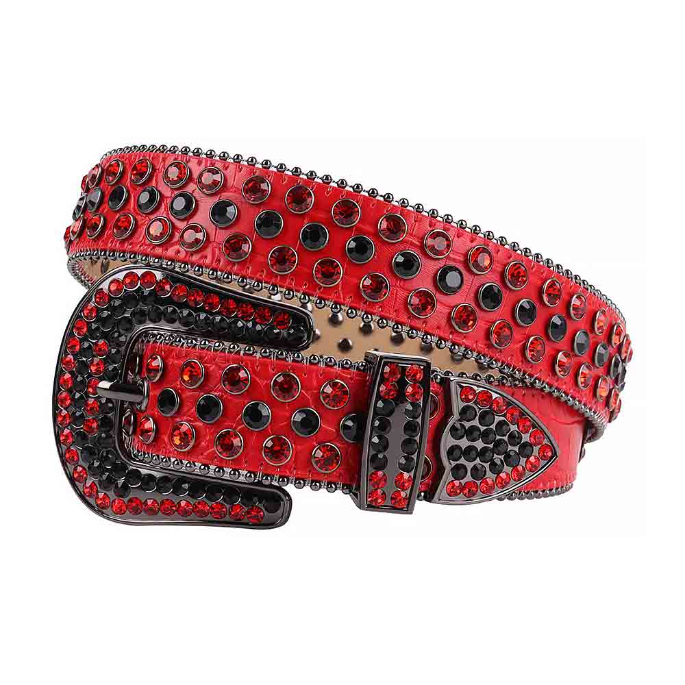 Rhinestone Red belt and Black & Red Crystal Diamonds with Black Buckle ...